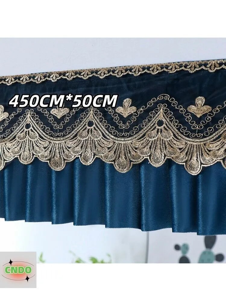 Ламбрекен для штор самоклеящийся, без сверления, короткий, тканевый с кружевом, в европейском стиле