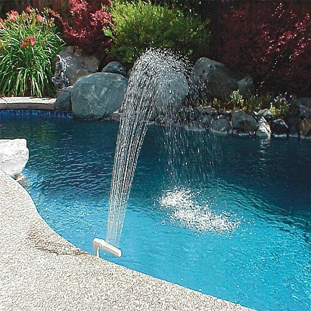 HIBIBUD Искусственный водопад для бассейна с распылителем, декоративный элемент для бассейнов и прудов, регулируемая высота и направление.