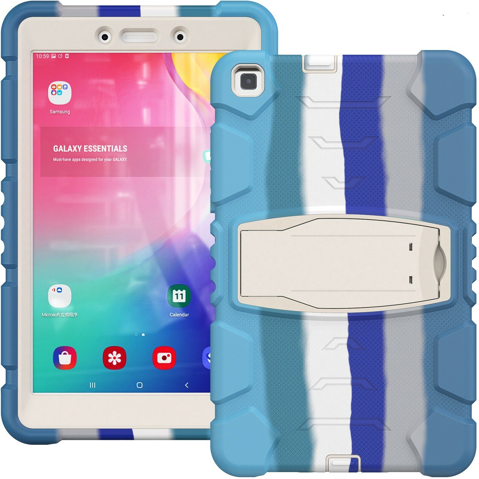 Противоударный усиленный чехол-бампер MyPads для Samsung Galaxy Tab A 10.1 SM-T510/SM-T515 радужный синий