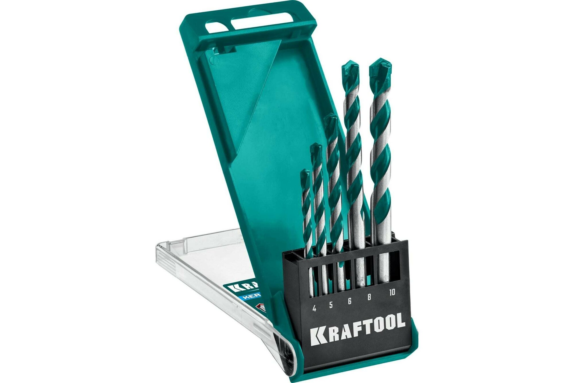 KRAFTOOL KERAMO 5 шт: 4-5-6-8-10 мм набор сверл по керамограниту с твердосплавной пластиной,29175-H