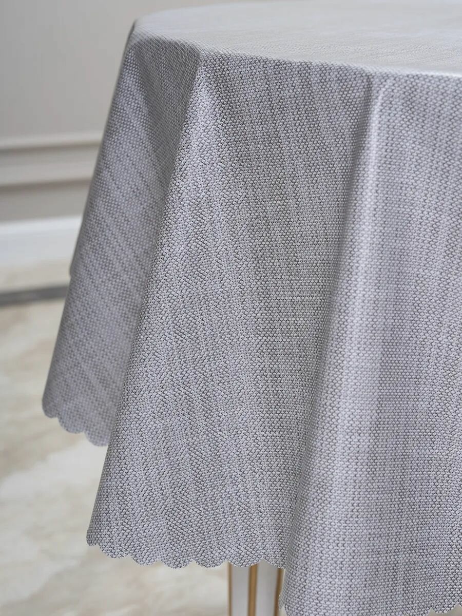 Скатерть на стол клеенка овальная 120*160 см Рогожка серая