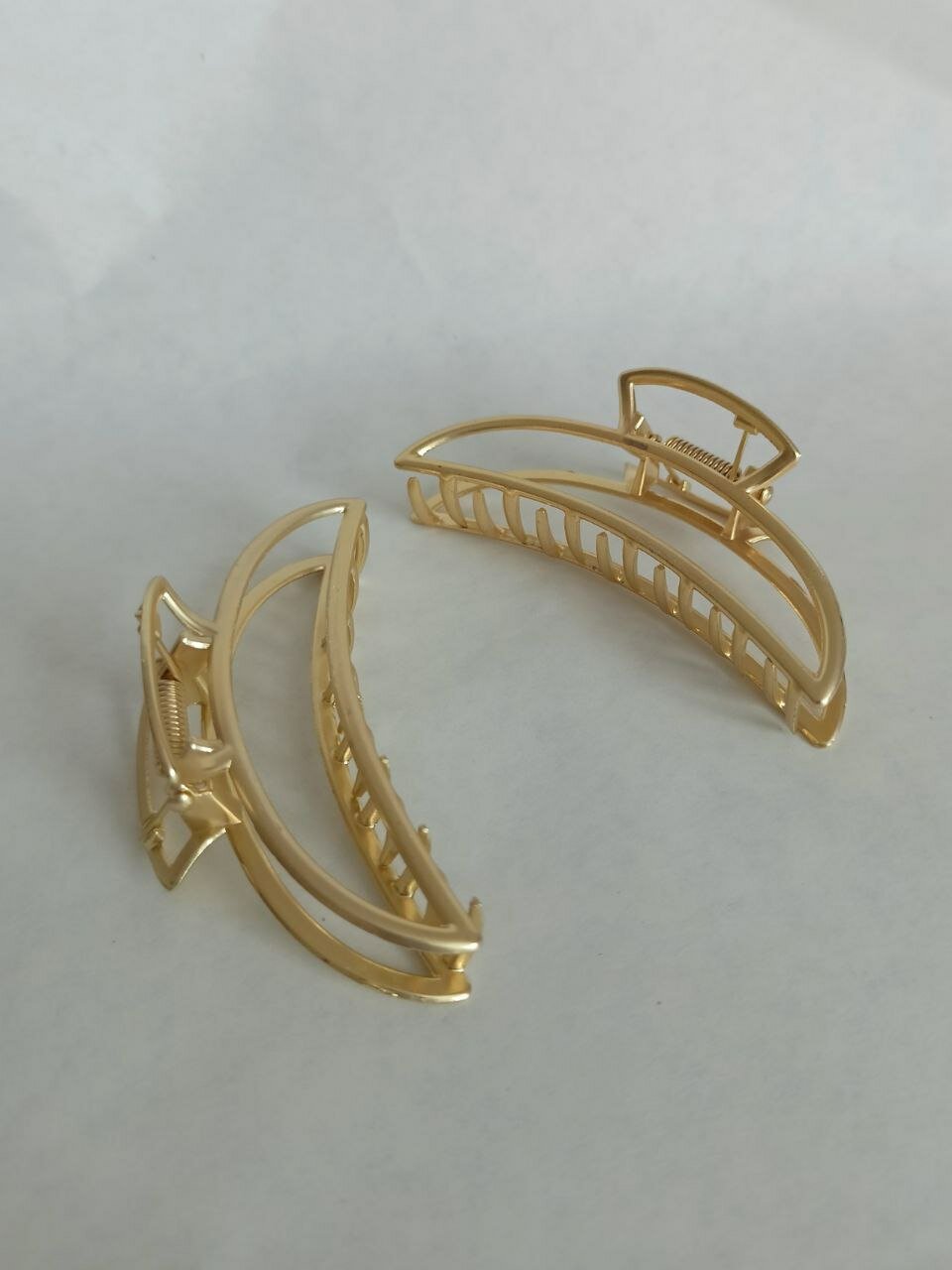 Крабы для волос, металл, 7,5см, желтое золото, комплект 2 шт