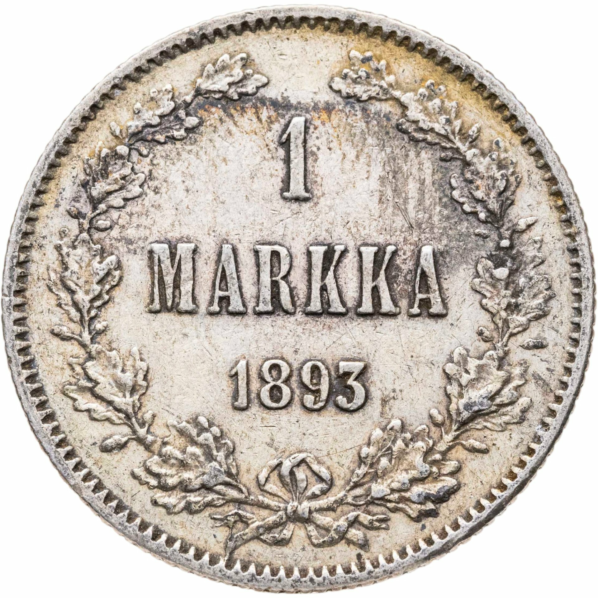 1 марка 1893 L Российская Финляндия, Серебро 868, в сохранности XF