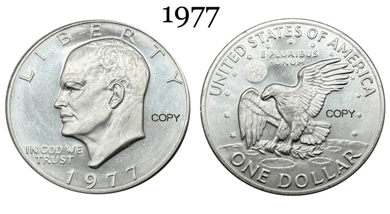Президент США 1 в один доллар, Eisenhower 1971 S 1972 S 1973 S 1974 S 1977 1978 Посеребренная копия монеты Монеда