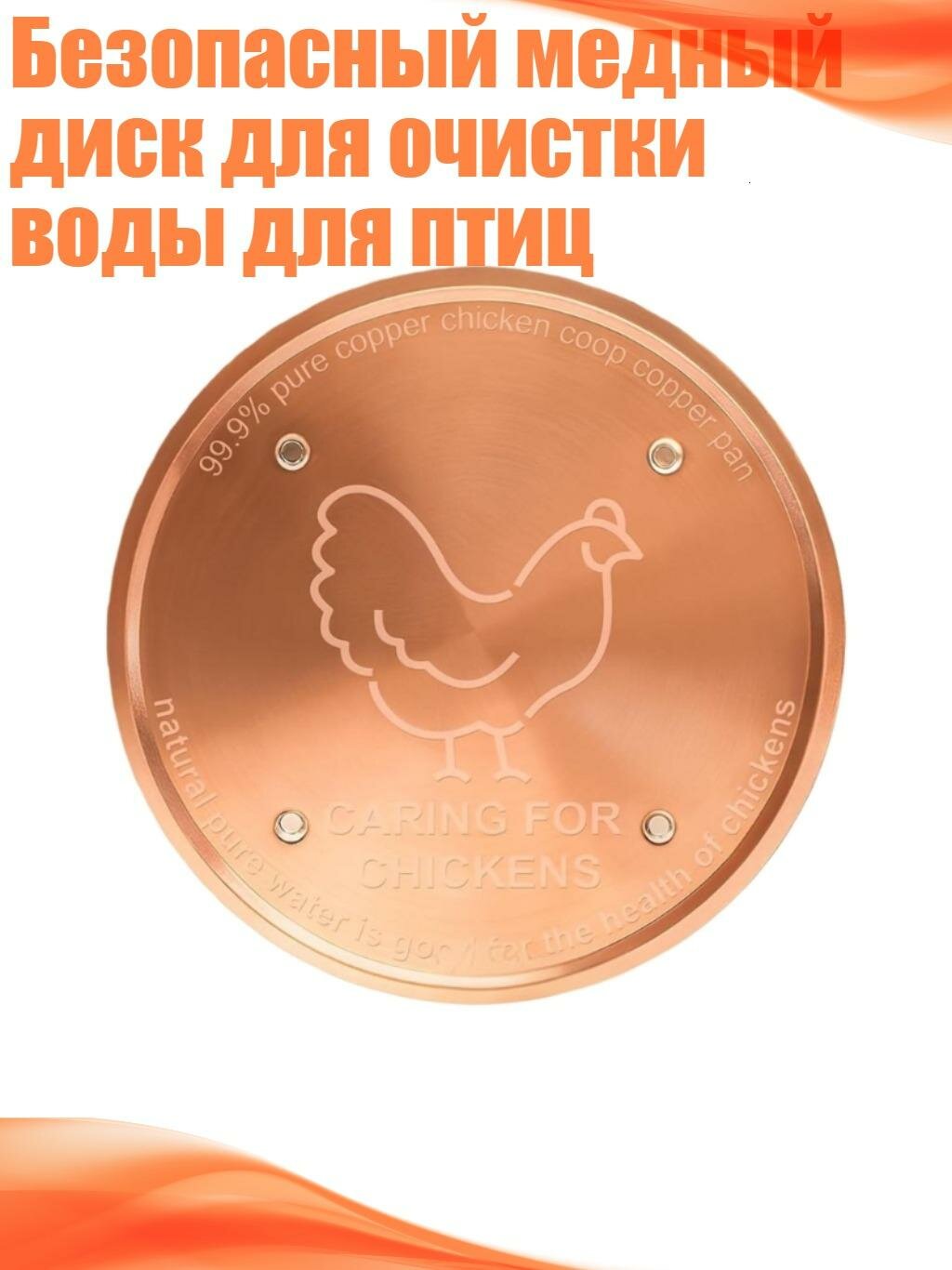 Безопасный медный диск для очистки воды для птиц, Курица