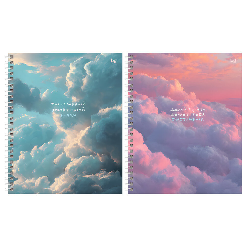 Тетрадь 80л, А5, клетка на гребне BG "Невесомость", soft-touch ламинация, твердая обложка, 4 штук, 384058