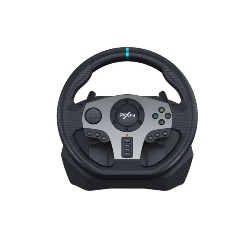Игровой руль для гонок PXN с педалями и коробкой передач, совместим с PS4 и PS5, черный — фото 1