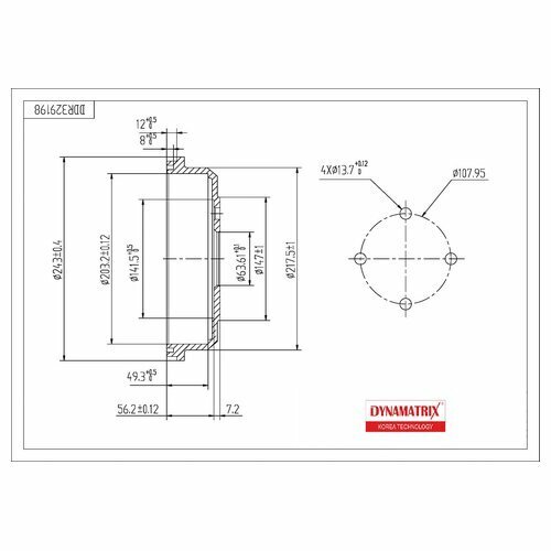 Барабан тормозной Dynamatrix-Korea DDR329198 для Ford Mondeo I, II