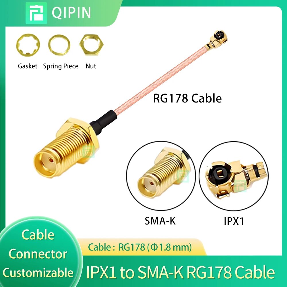 SMA (гнездо/штекер) на IPX1 адаптер RG178 кабель Mini PCI 5cm, IPX1-SMA K