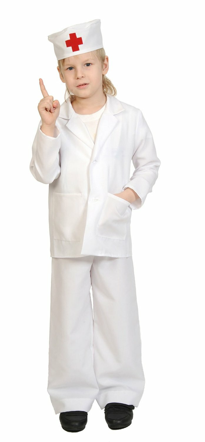 Карнавальный костюм Карнавалофф Доктор, рост 116-128 см, текстиль (5114-S)