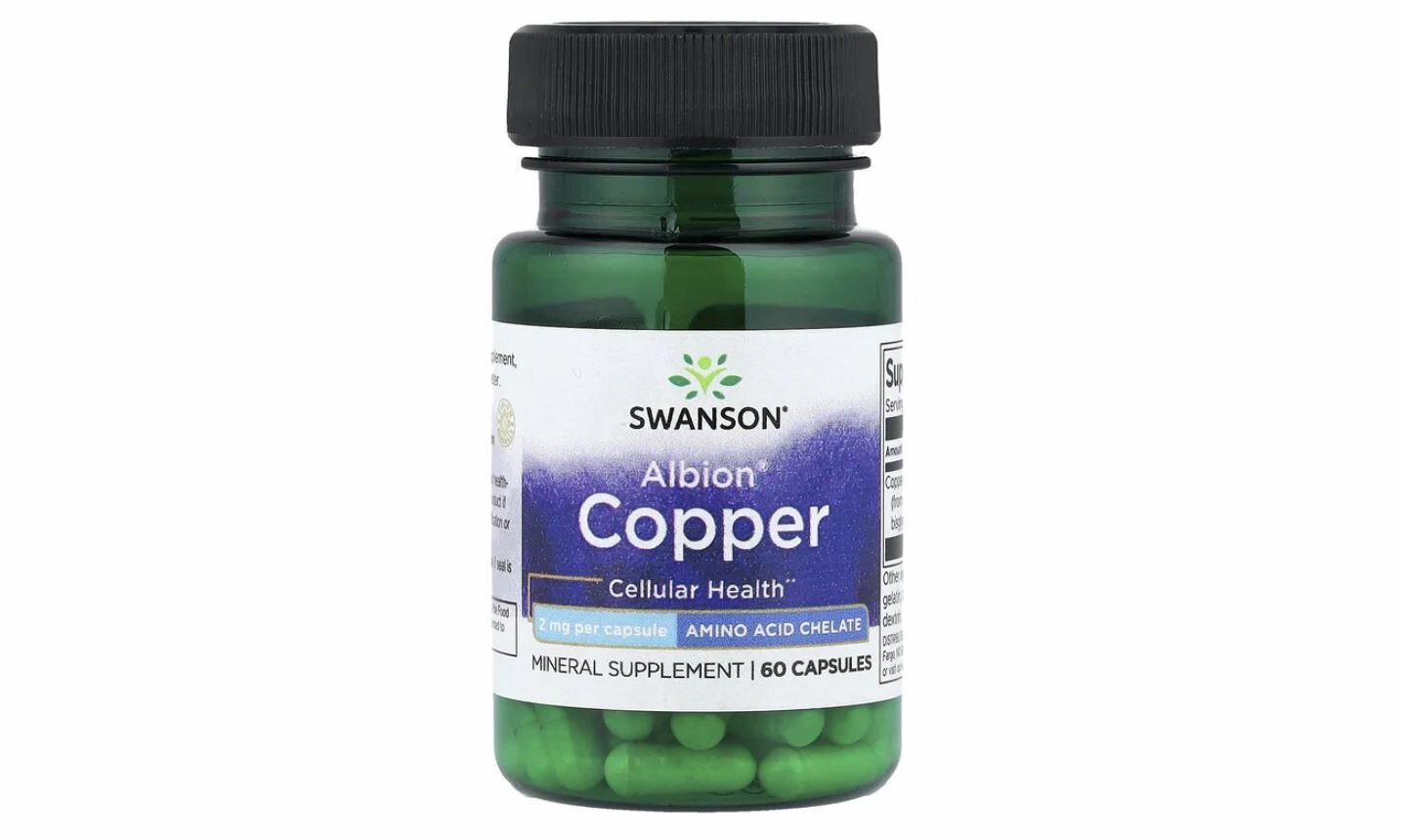 Добавка, Swanson, Albion Copper, 2 mg, Медь 2 мг - 60 капсул