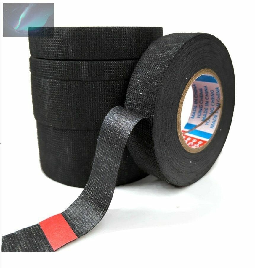 Флисовая изолента для авто (25м), термостойкая влагозащитная лента для электропроводки, черная