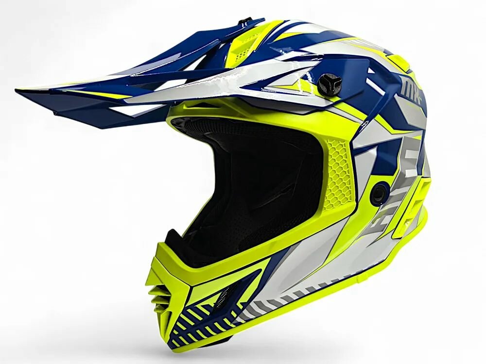 Мотошлем Кроссовый AiM RH855(Fiber Glass) TONDO Blue/Yellow/White, L