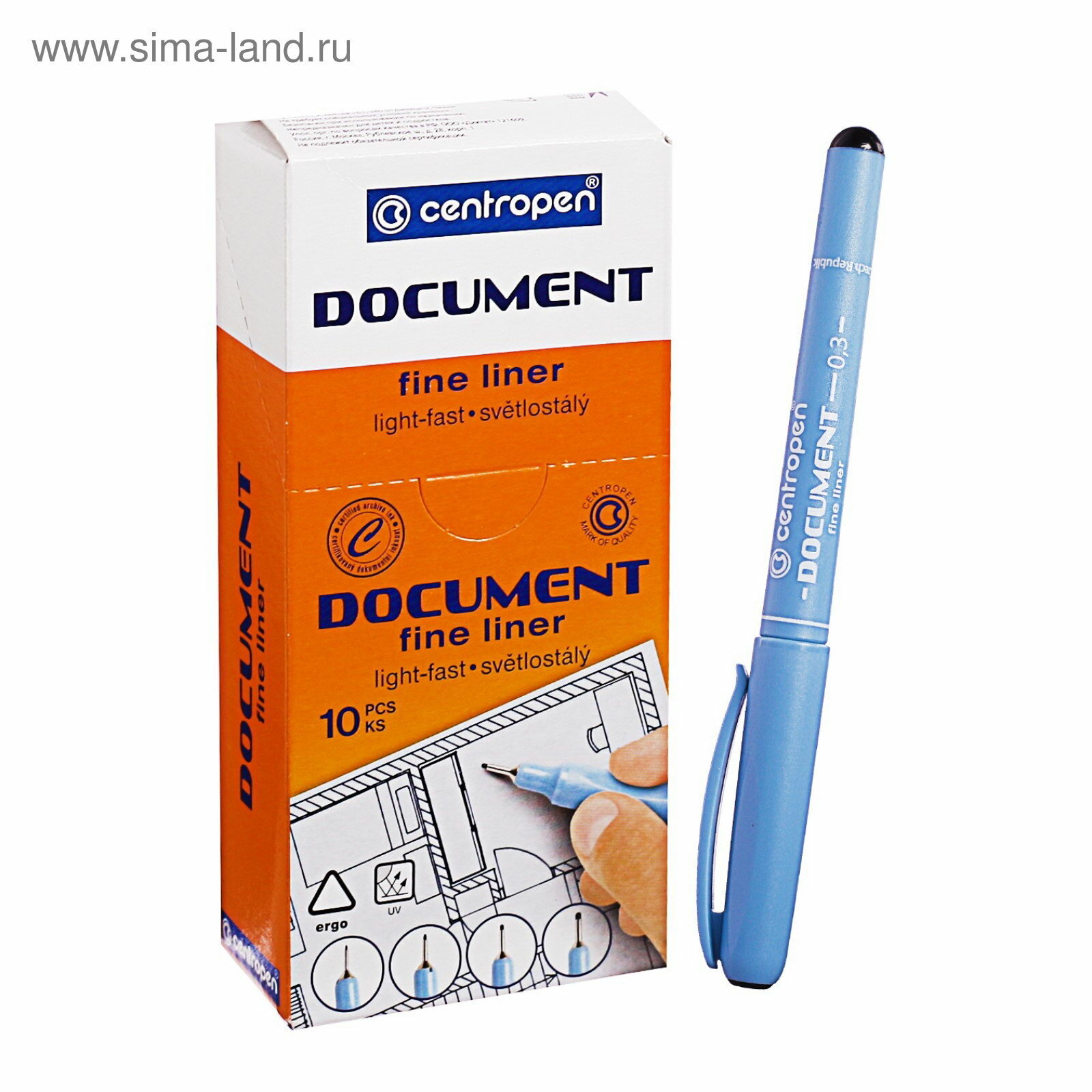 Ручка капиллярная для черчения 2631 линия 0.3 мм, чёрная, длина письма 500 м, 10 шт.