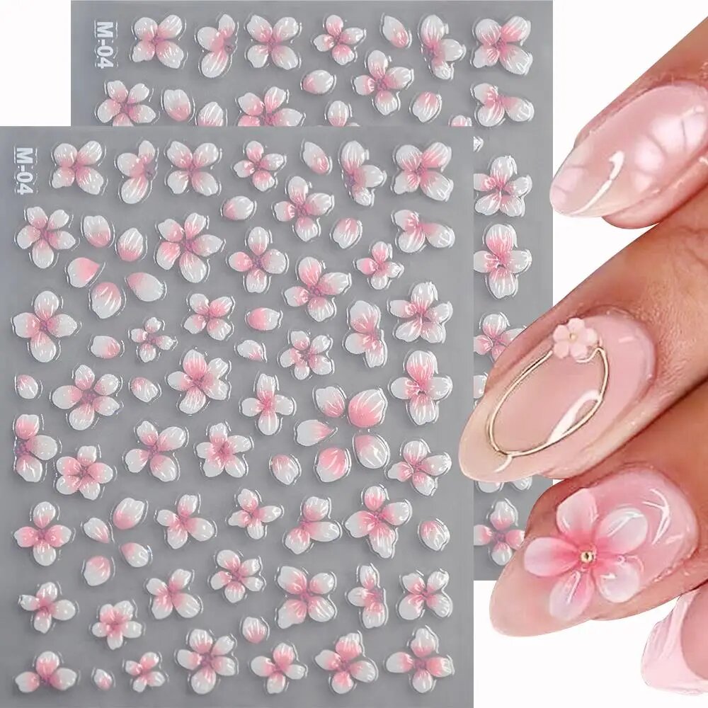 MAFANAILS 5D Розовые Желейные Наклейки для ногтей 2pcs