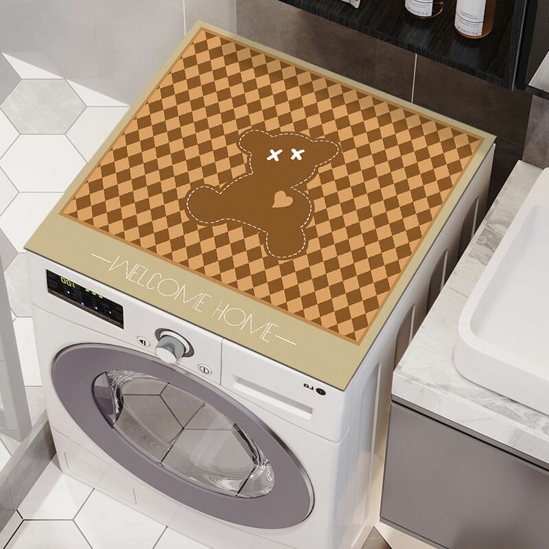 Роскошный кожаный коврик для прикроватной тумбочки, моющийся противоскользящий коврик для холодильника, пылезащитный чехол для стиральной машины с фронтальной загрузкой, доступен для доставки.