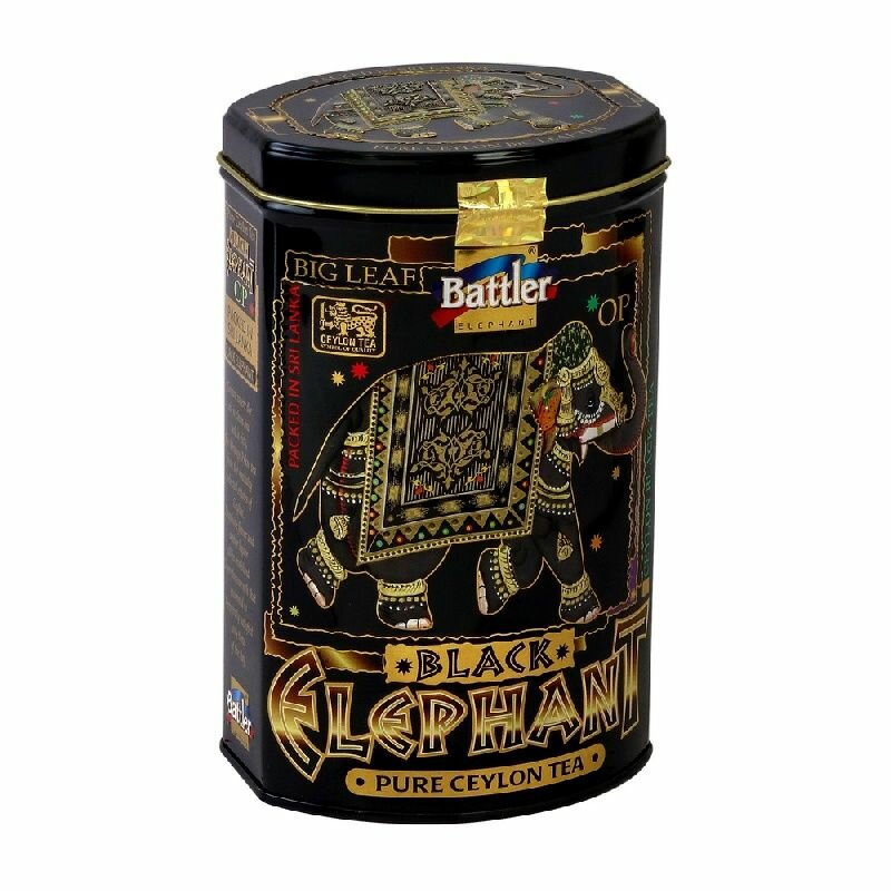 Чай BATTLER ELEPHANT BLACK OP Крупнолистовой цейлонский черный "черный слон" /жесть/ 100г