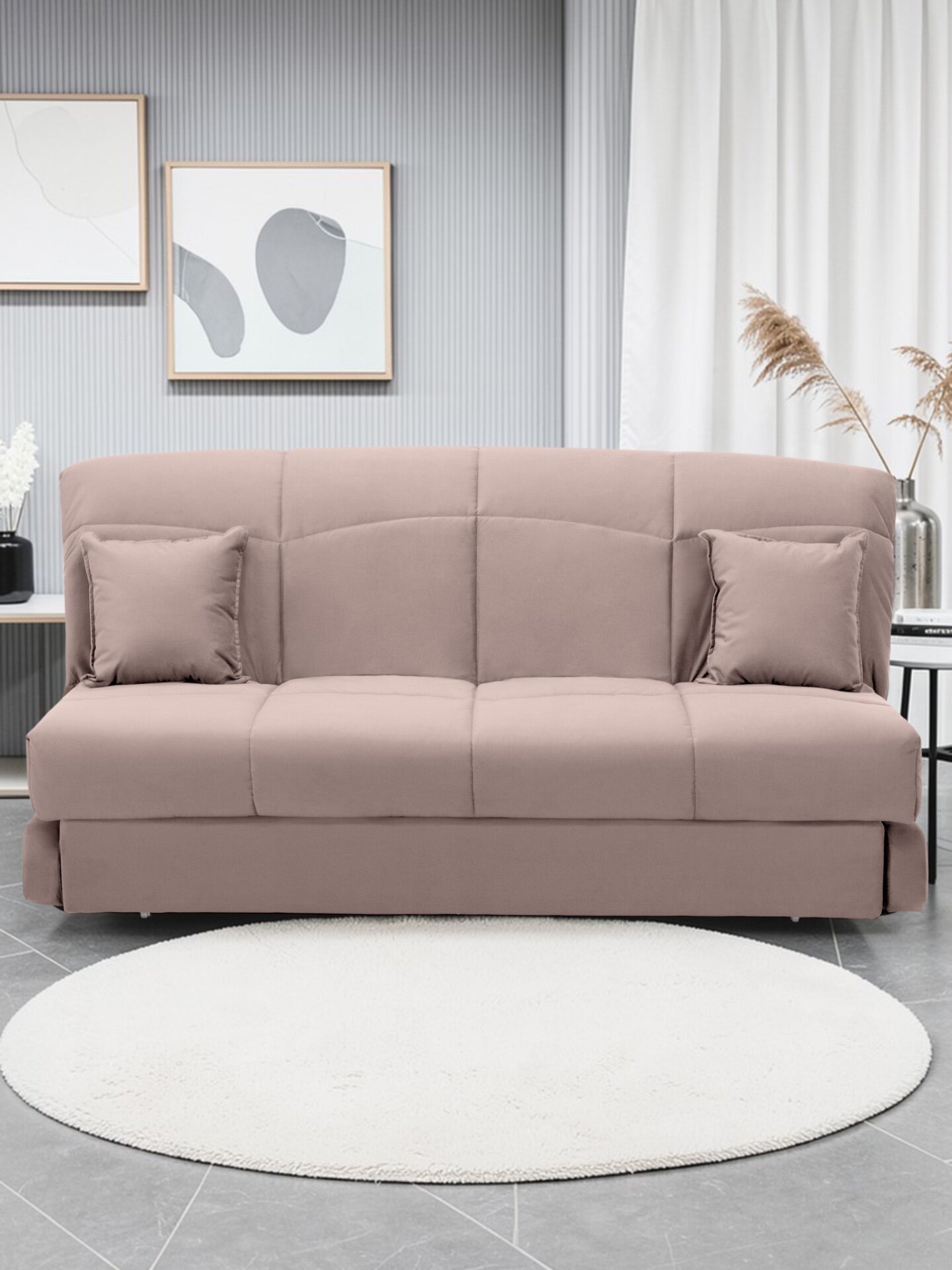 Диван Юпитер Velutto 37 NOW 185x115x95 см, розовый Велютто, аккордеон Фиеста