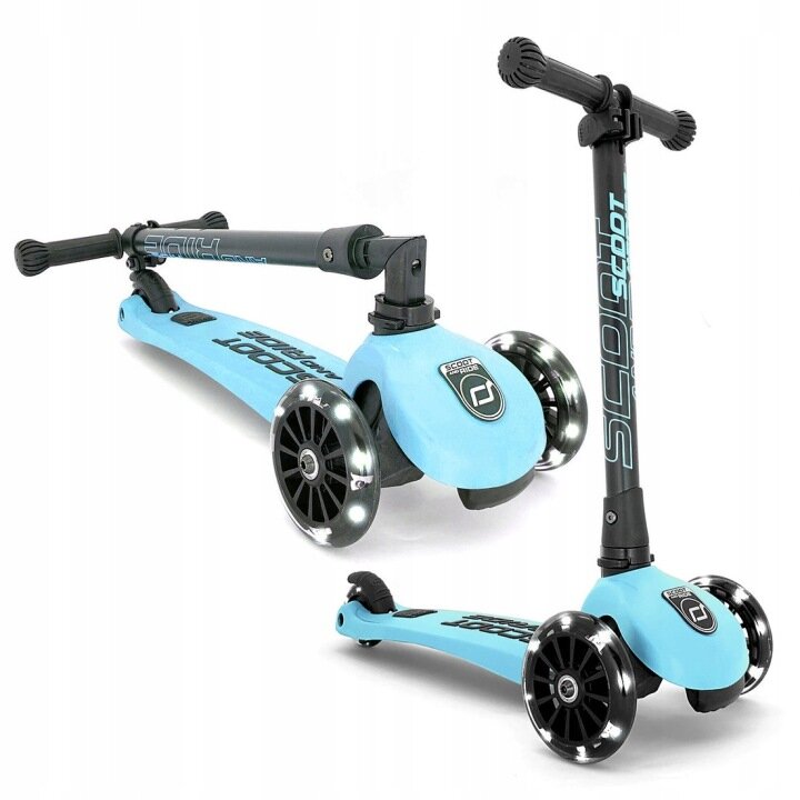 Детский самокат Scoot And Ride - Highwaykick 3 LED трехколесный складной самокат с подсветкой колес, голубой - 96356