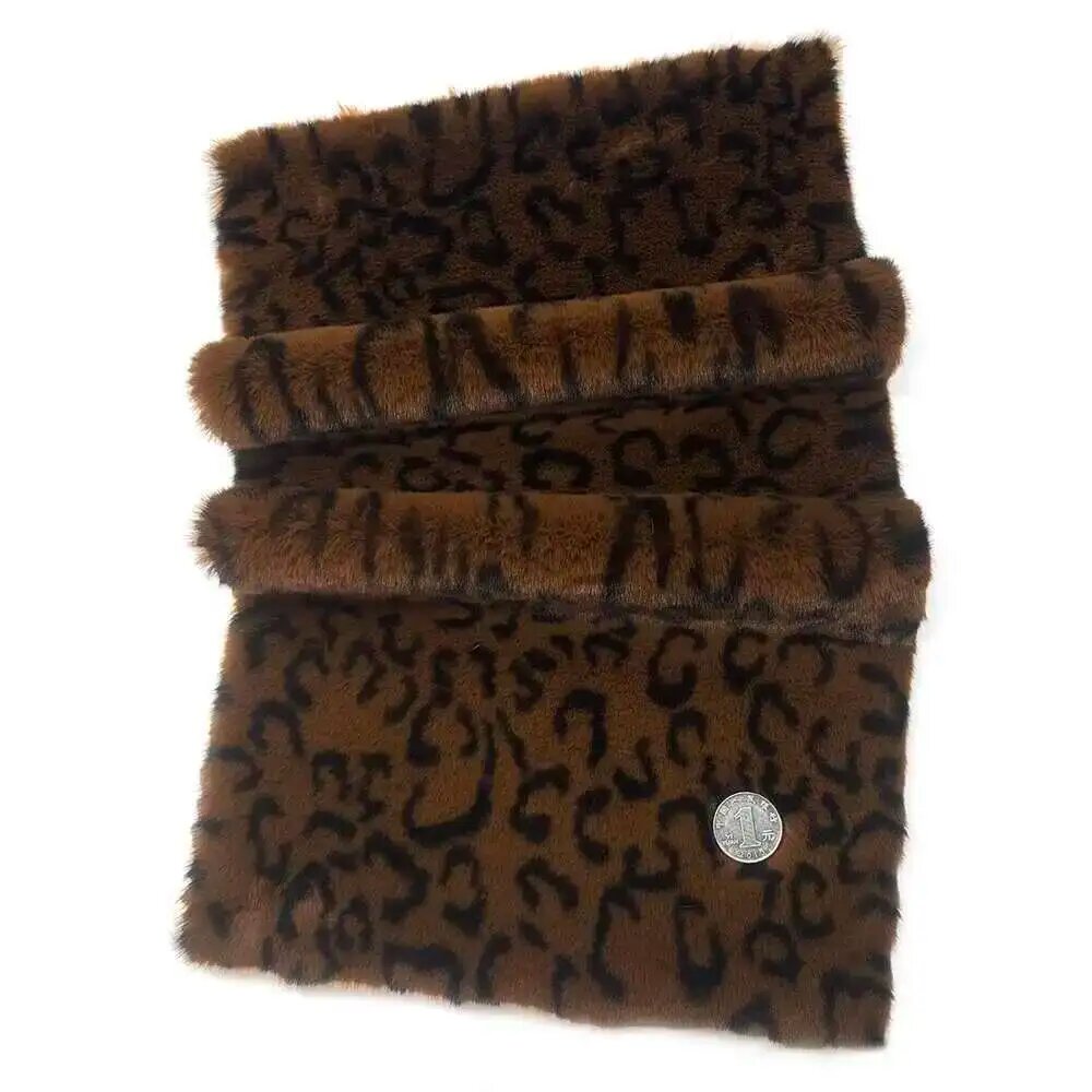 Искусственный мех ZYFMPTEX с леопардовым принтом 25x45 см Коричневый, 12