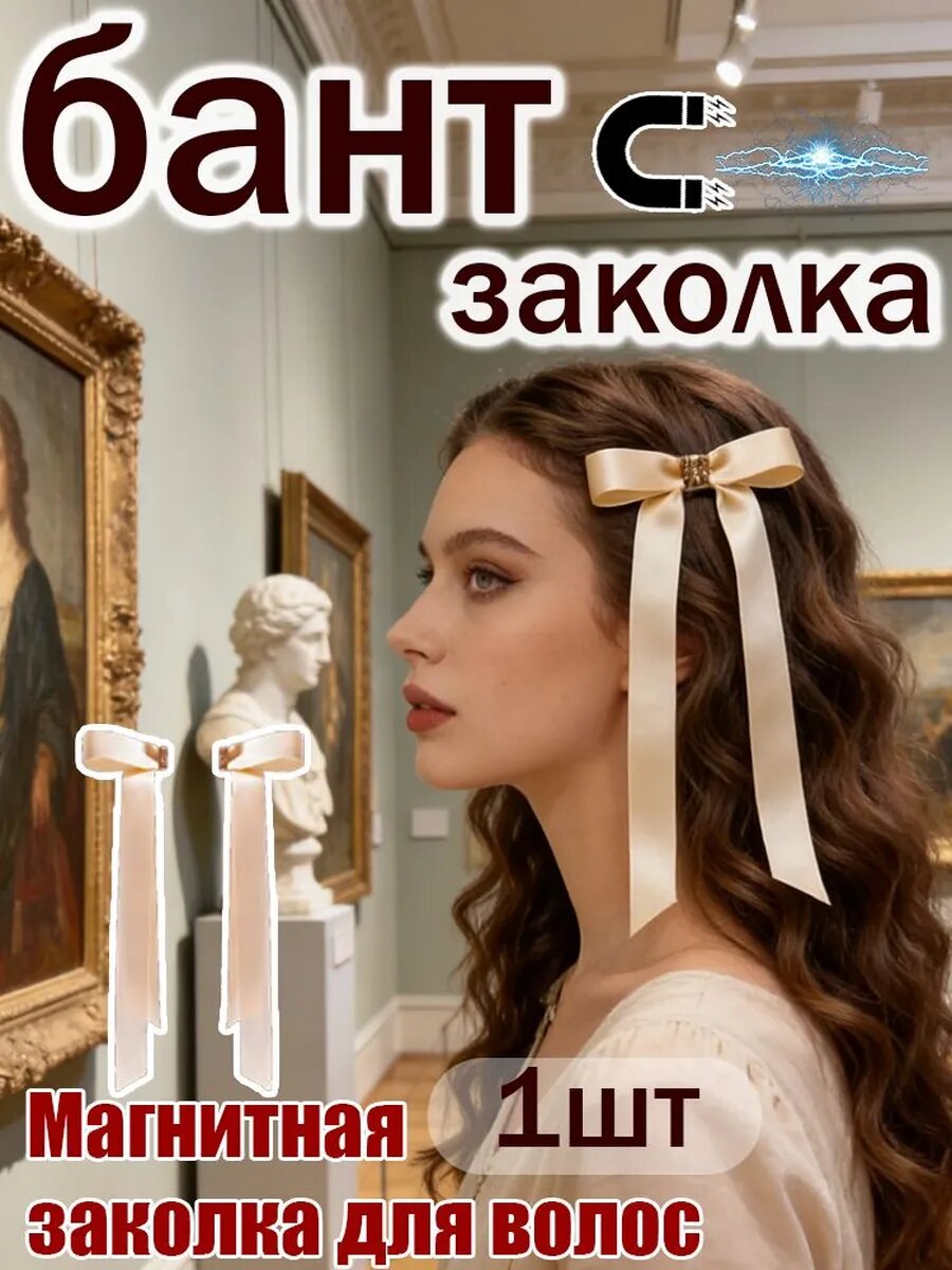 Магнитная заколка для волос с бантом