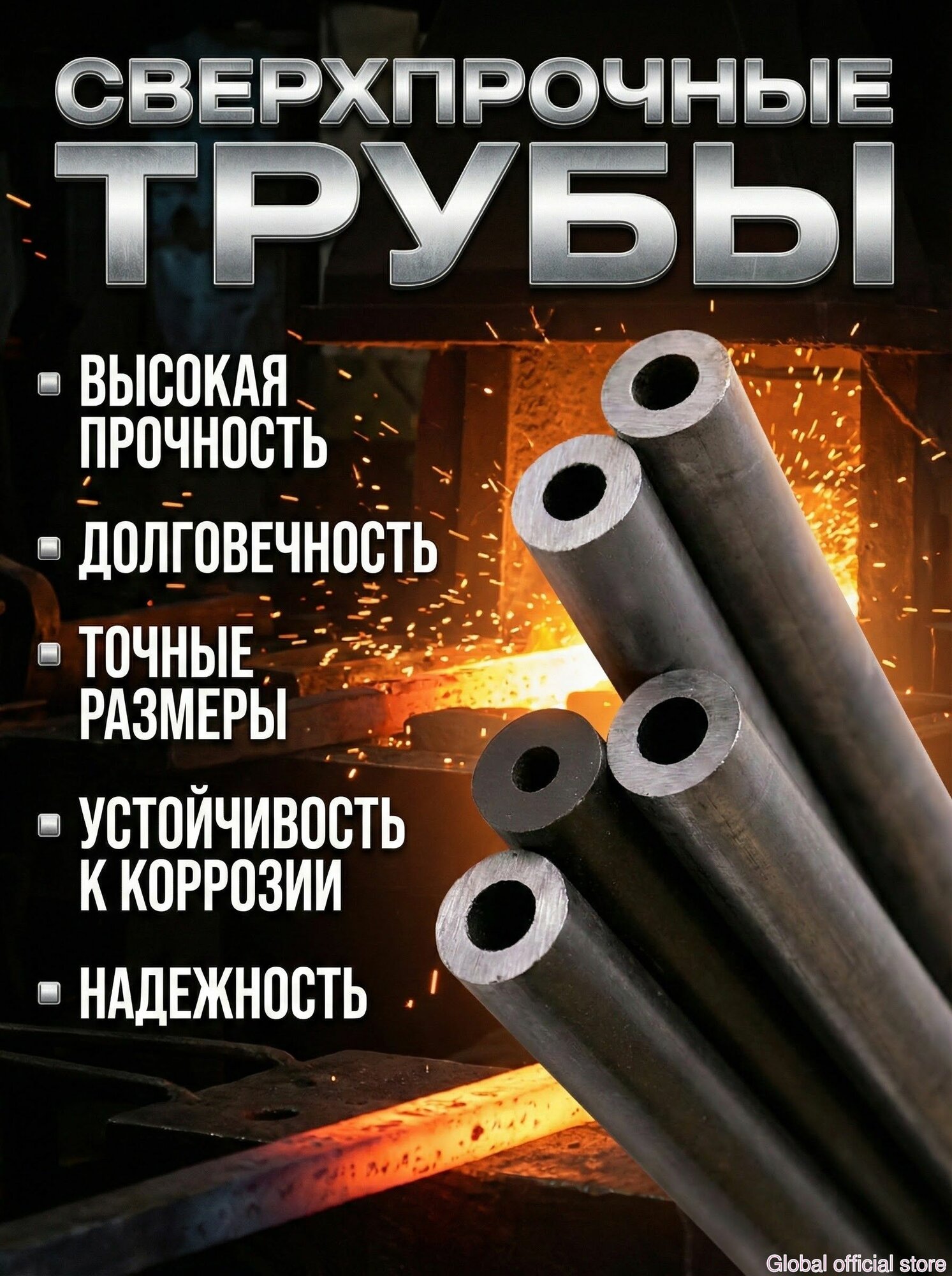 Труба профильная бесшовная стальная, 12 мм (наружный диаметр), 300 мм (длина), высокопрочная, гидравлическая