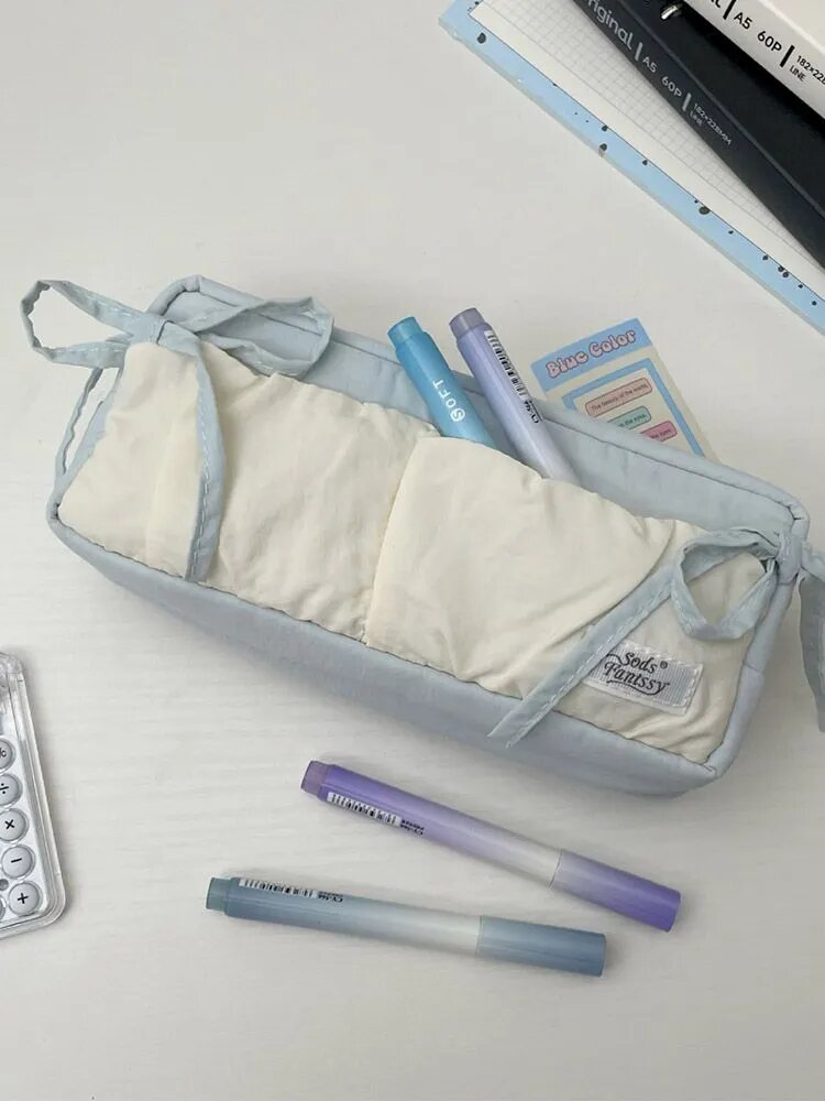 Милый пенал с бантом в форме облака, большой вместимости, стильный футляр для канцелярии для девочек, школьный пенал для подростков