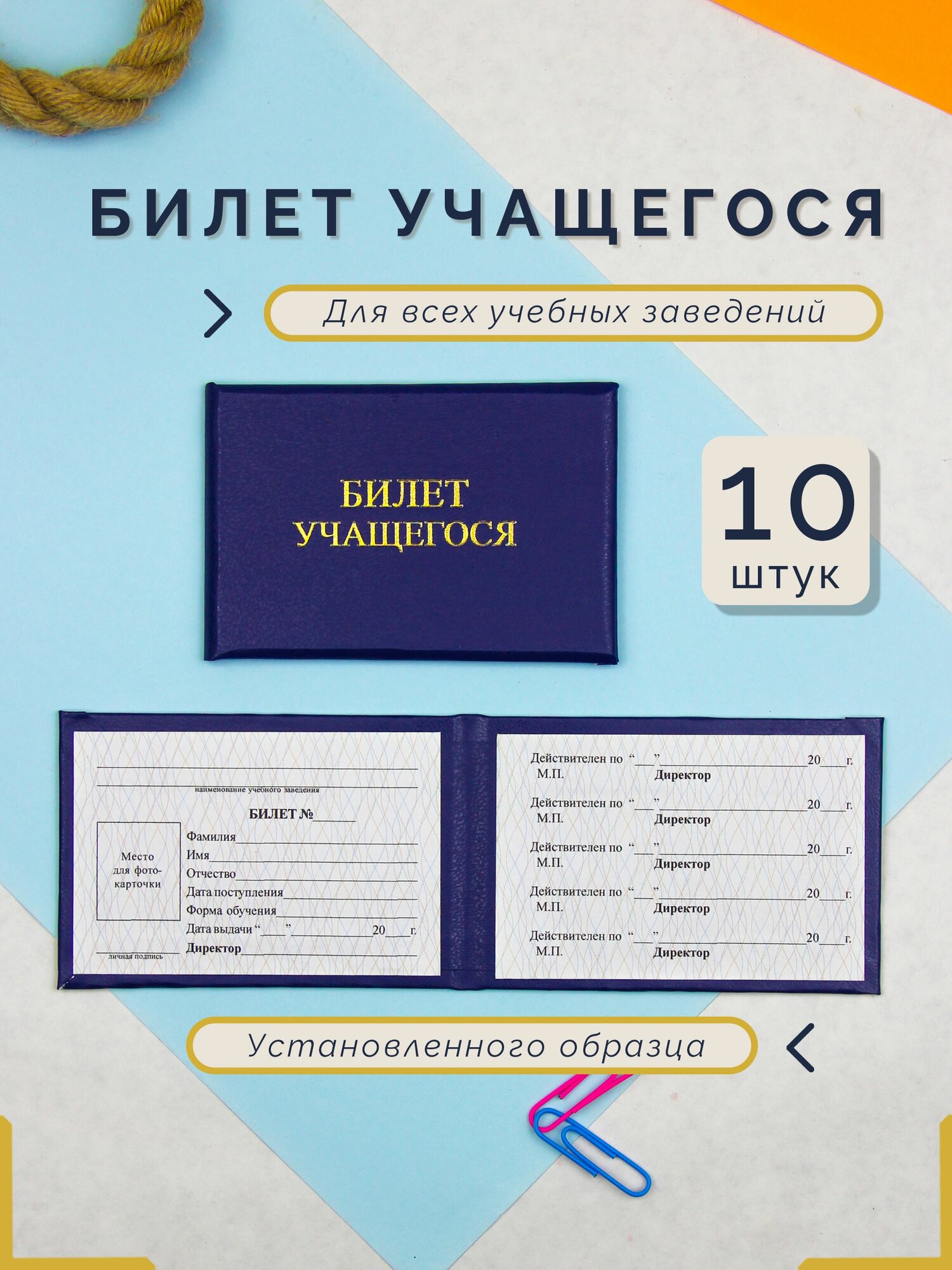 Билет учащегося 10 штук