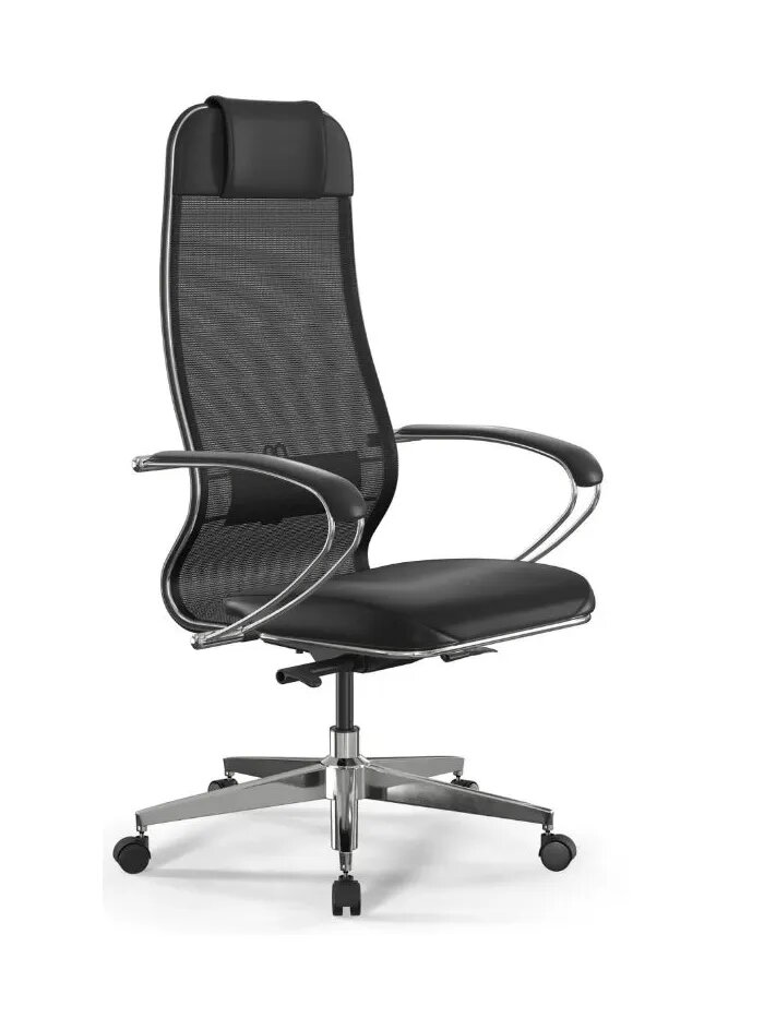 Компьютерное кресло ErgoLife "Comfort", черное, с механизмом "мультиблок", экокожа