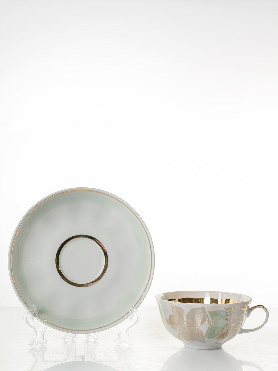 Чайная пара Дулёвский Ф. Тюльпан "Флора", фарфор, 2 предмета, 220мл, белая