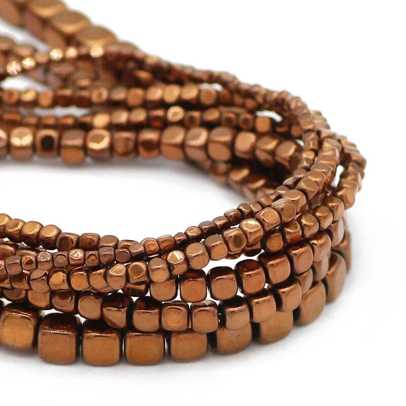 Квадратные бусины из гематита цвета меди ZHBES 2-6 мм 4mm About 96pcs