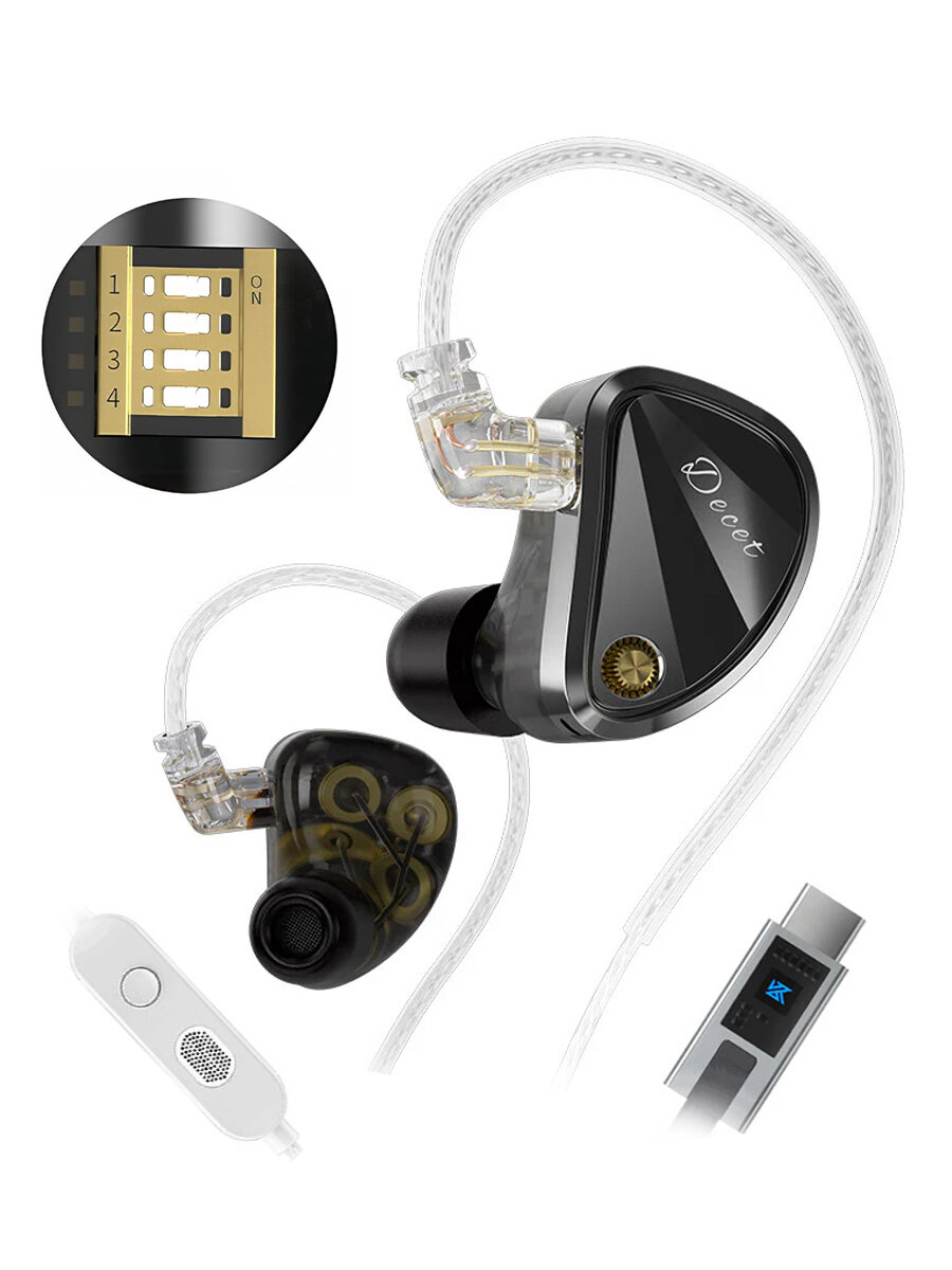 KZ Decet With Switches USB Type-C с микрофоном, черный, проводные наушники
