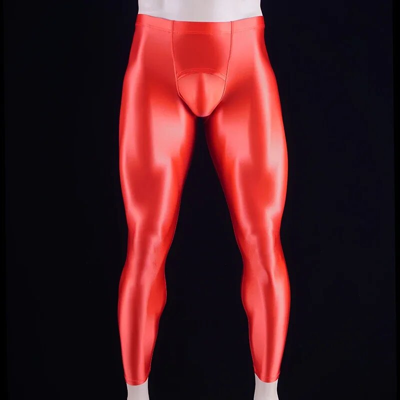 Сексуальное мужское нижнее белье YAULAANG, блестящие леггинсы, Мужские штаны для йоги, блестящие гладкие эластичные колготки со слоном