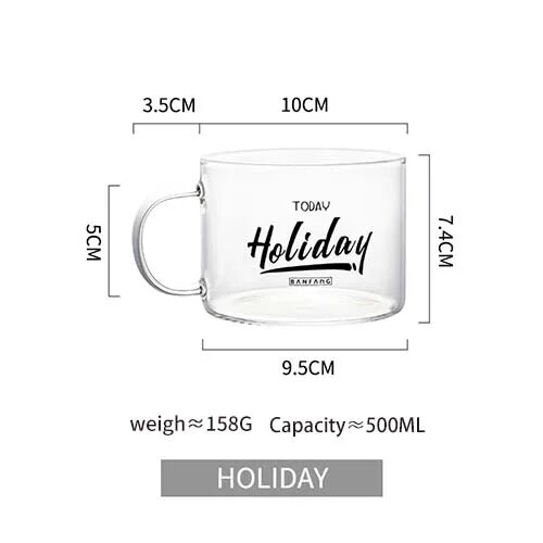 Стеклянная кружка KEMORELA Holiday 500 мл, Цвет: 01-H