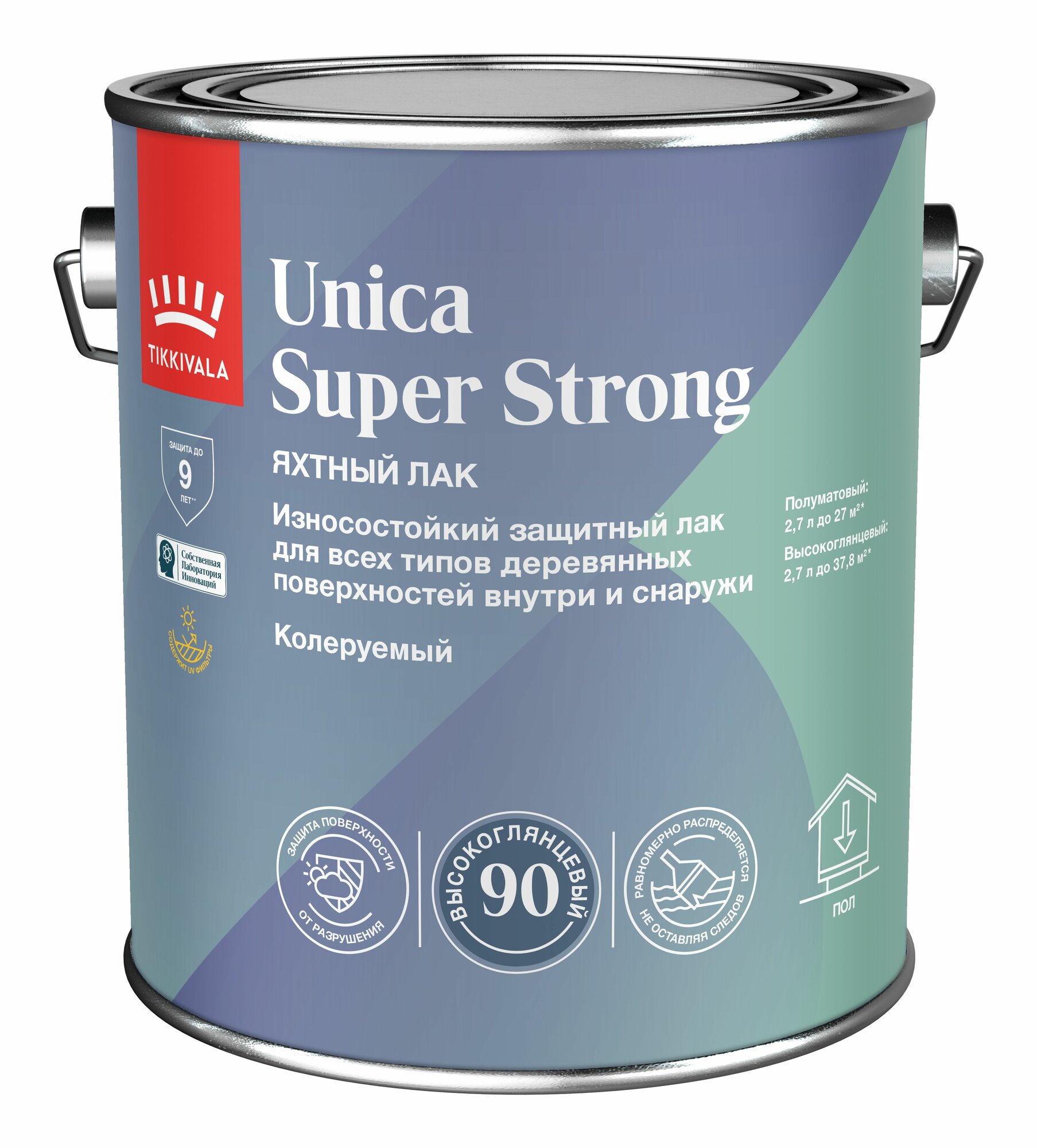 Лак Tikkivala яхтенный паркетный Unica Super Strong высокоглянцевый 2,7 л