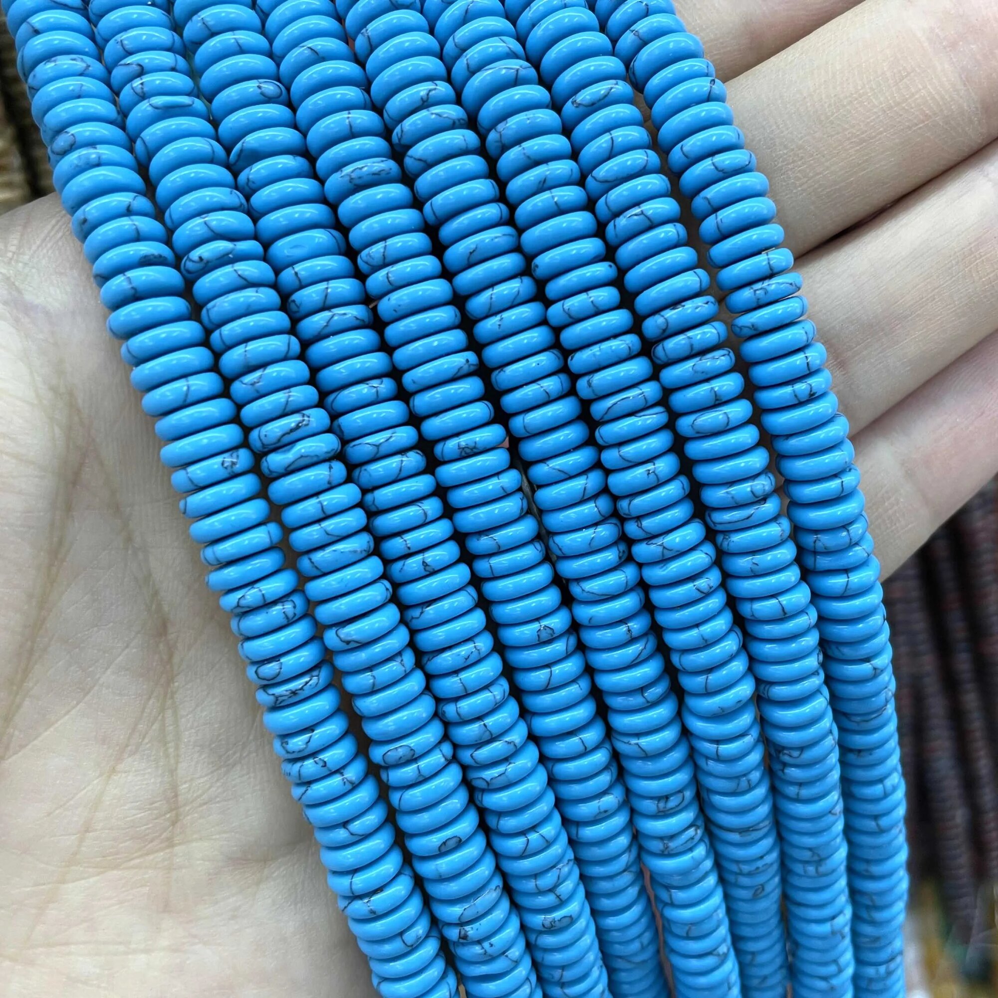 Бусины из камня SYSRXLR: агат, лазурит, тигровый глаз 2*6 мм Синий, Blue Turquoise