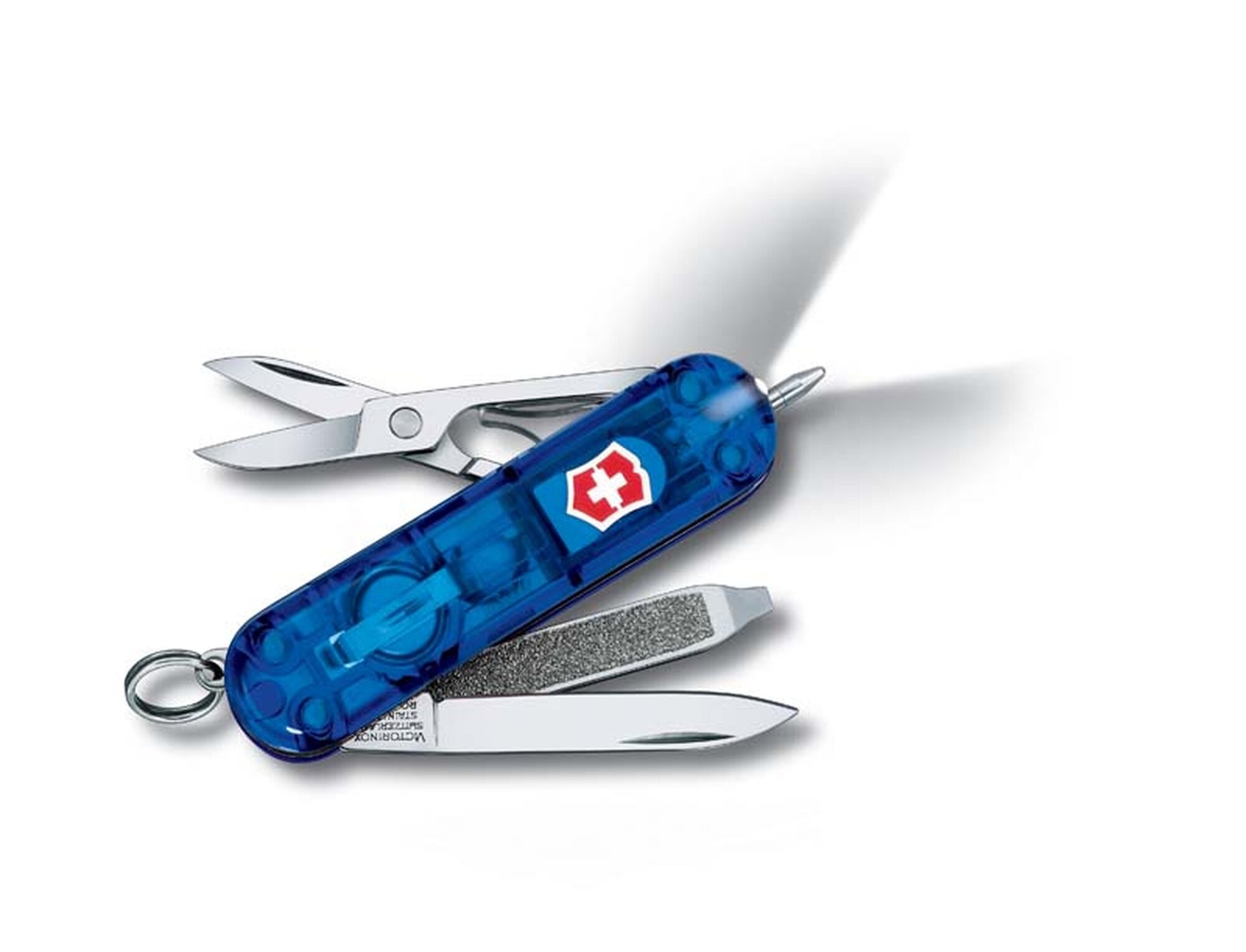 Нож-брелок VICTORINOX Signature Lite, 58 мм, 7 функций, полупрозрачный синий, 0.6226. T2