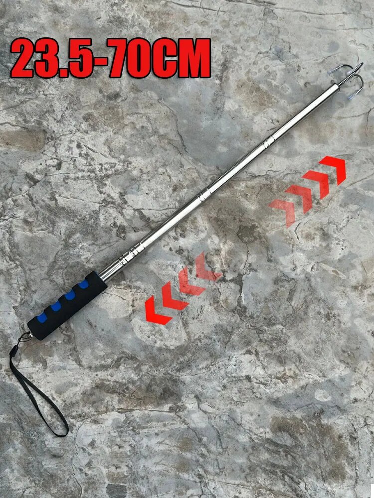Багорик для рыбалки, багор рыболовный, телескопический, с тройником
