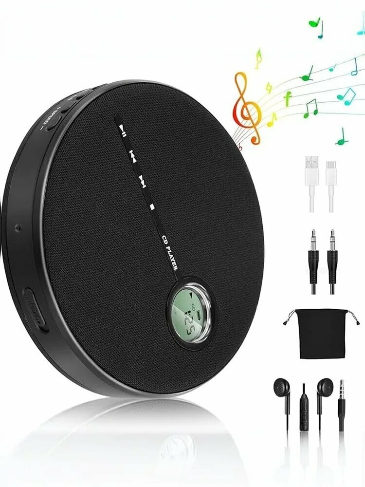 CD MP3 плеер для дисков музыки с bluetooth и наушниками