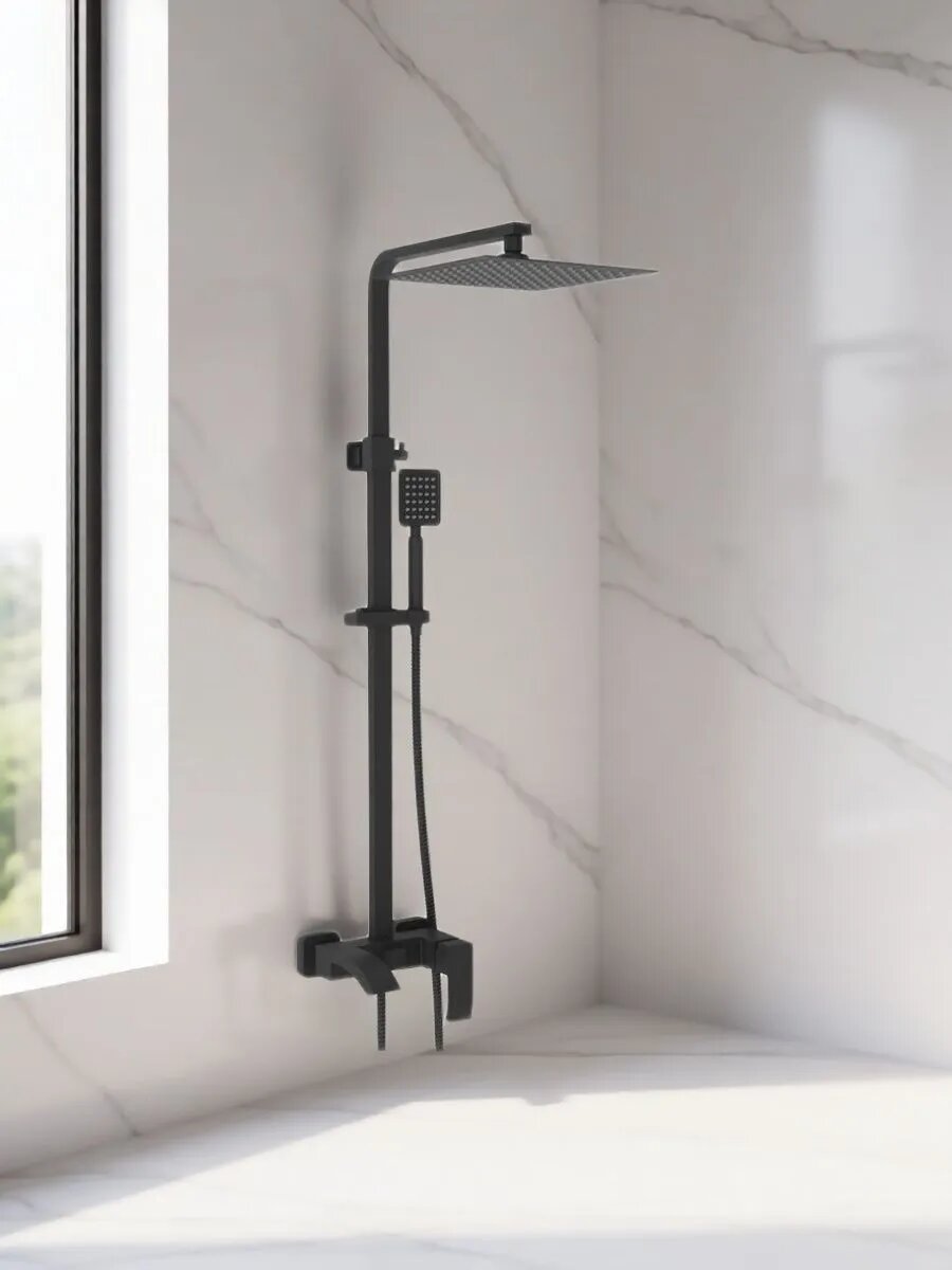 Душевая система с тропическим душем из нержавеющей стали Vieir V303562-C черный