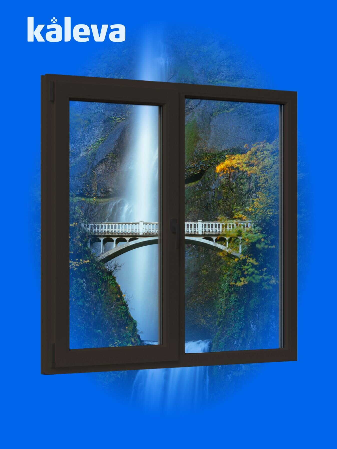 Окно Kaleva 80х110 2-створчатое поворотно-откидная левая и глухая двухкамерный стеклопакет с энергосберегающим стеклом