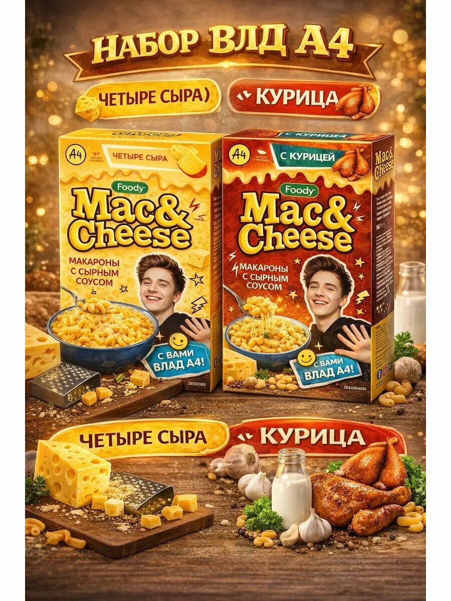 Набор 2 вкуса макарон Влад А4 Mac&Cheese по 143 гр