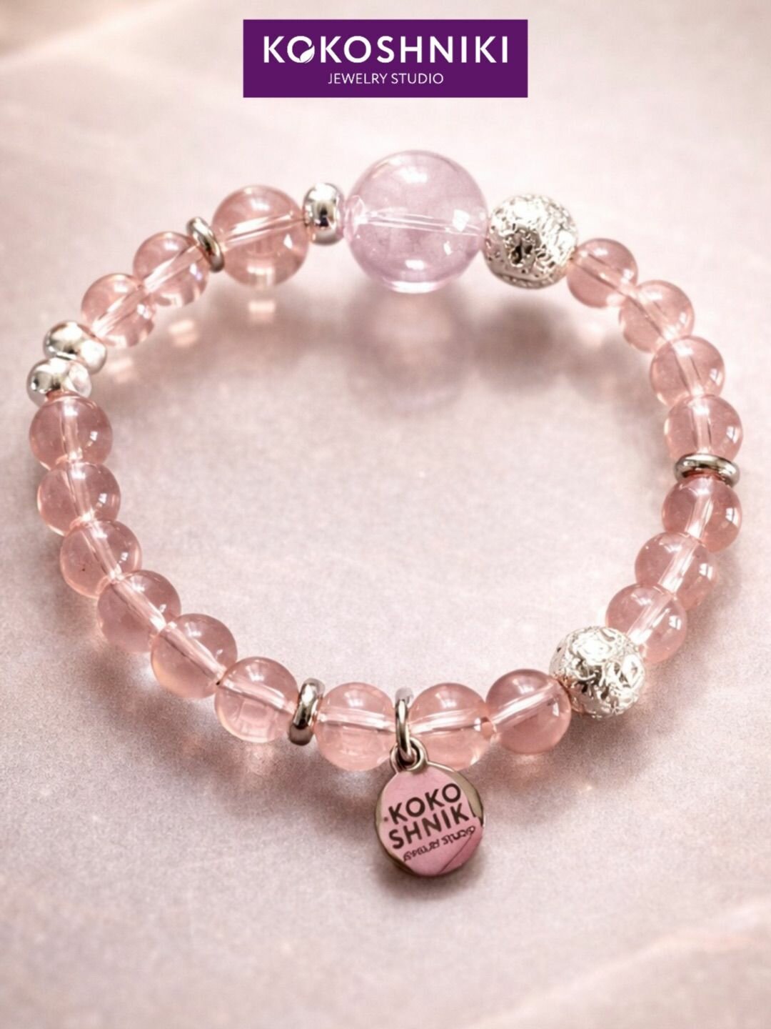 Браслет, металл, стекло, гематит