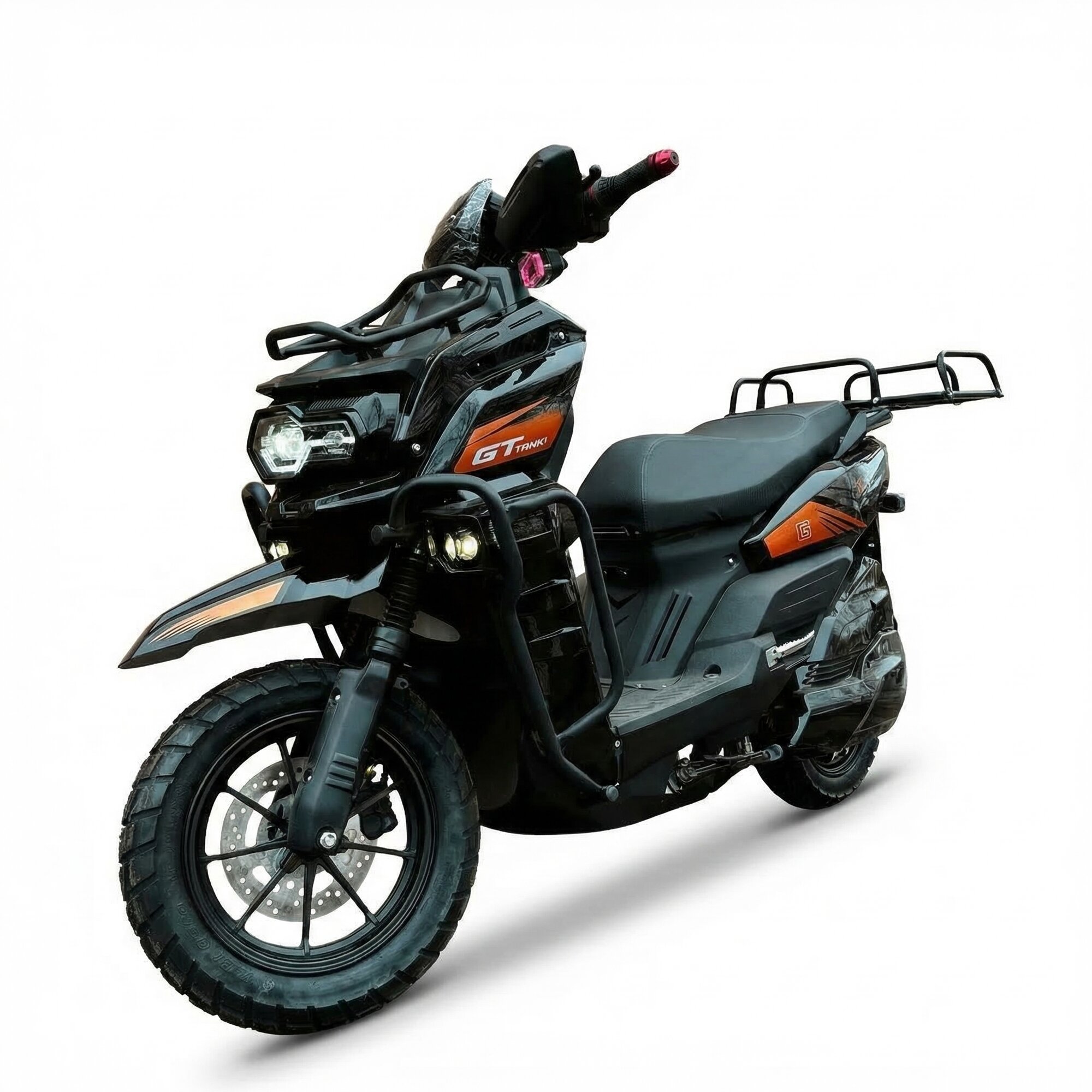 Электроскутер GT Tank 3000W (4300W в пике) 72V/60Ah Li-ion, черный глянцевый