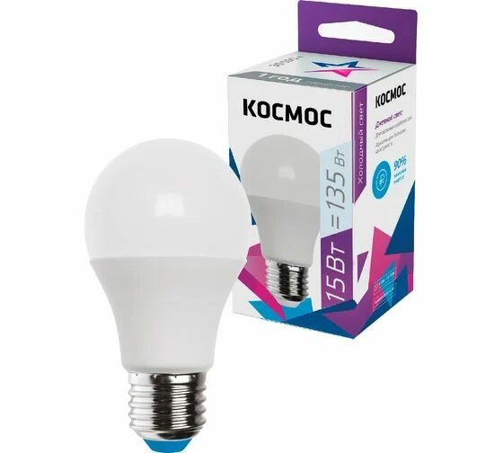 Светодиодная лампа Космос А60 15W 220V E27 6500K