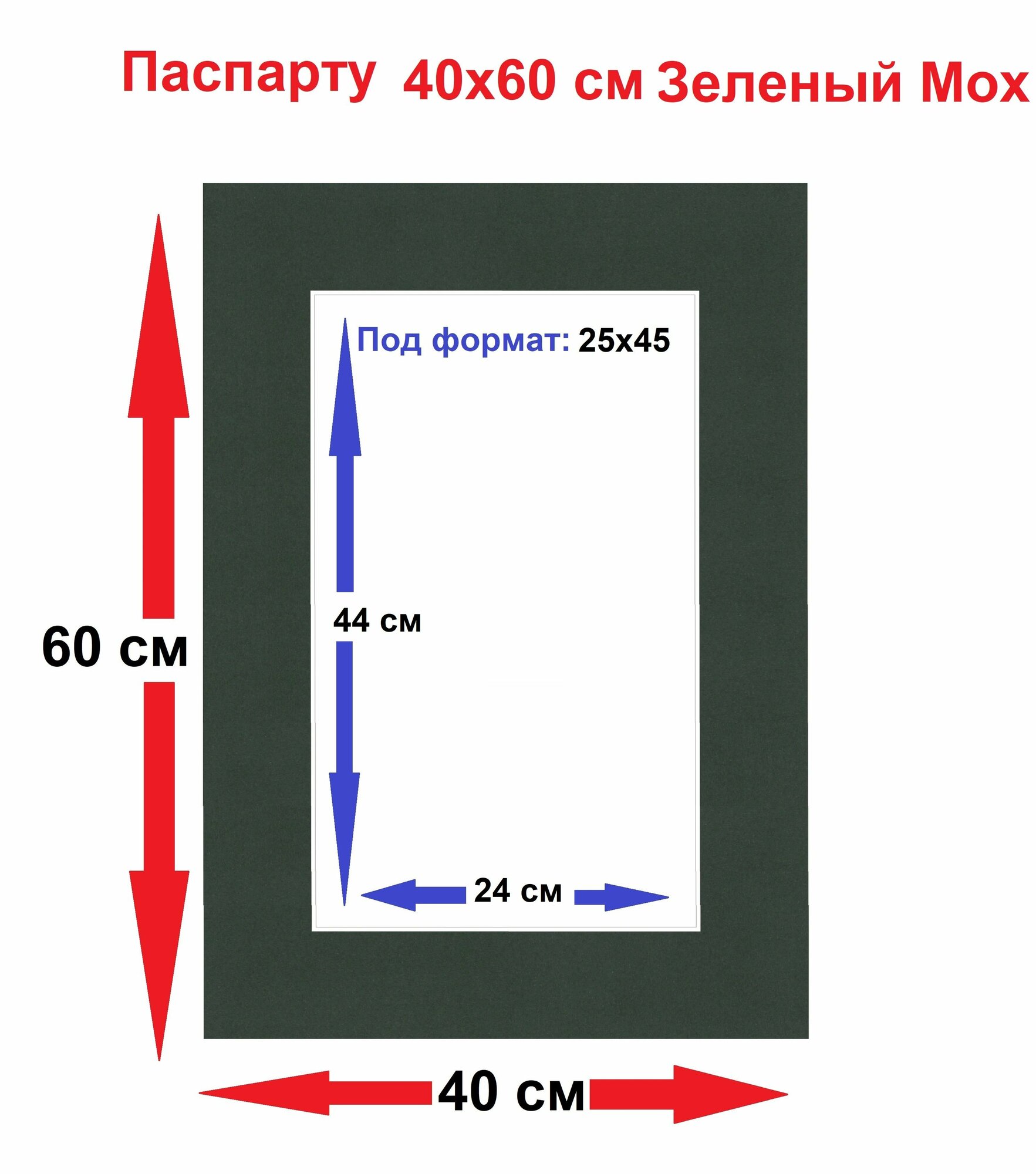 Паспарту зеленый 40*60/25*45 см