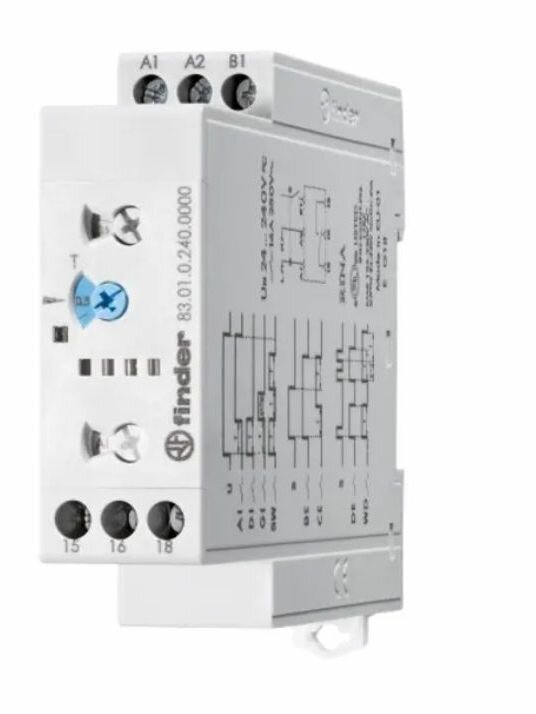 Модульный многофункциональный таймер 1 перекидной контакт 16А (/ 24-240В AC/DC)