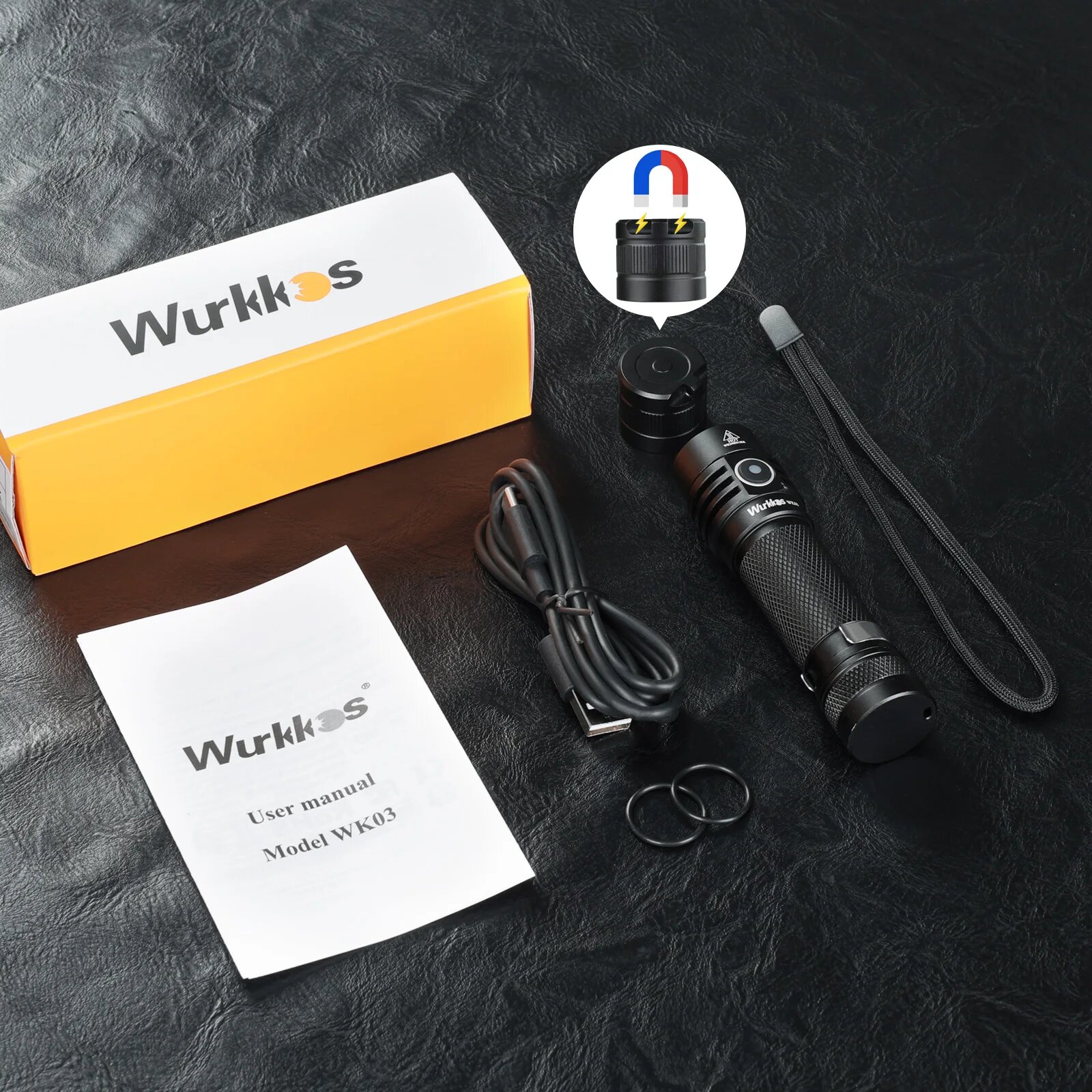 Wurkkos WK03 алюминиевый перезаряжаемый фонарик 1800lm black, 5000-5300K