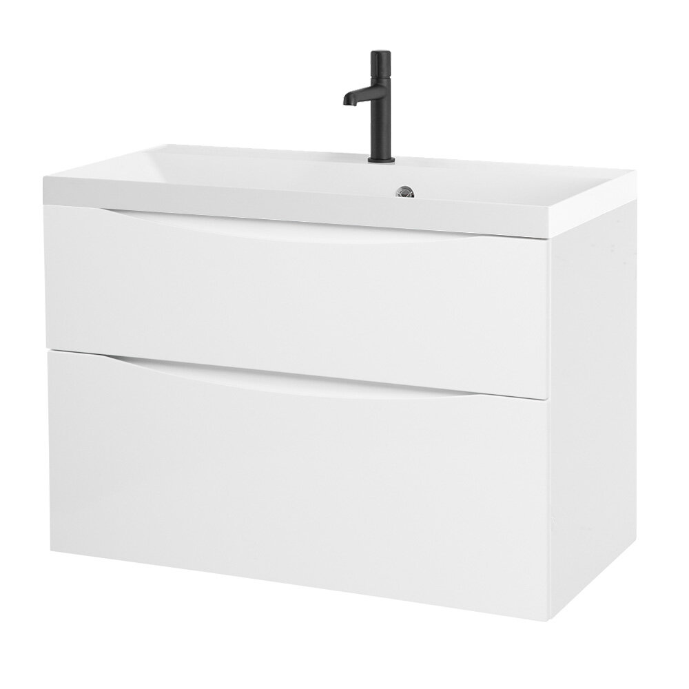 Тумба с раковиной Belbagno Marino H60-800-2C-SO-BL-P Bianco Lucido подвесная