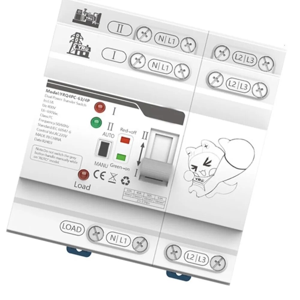 Автоматический переключатель резерва с контролем напряжения, - 4Р 32А 400В